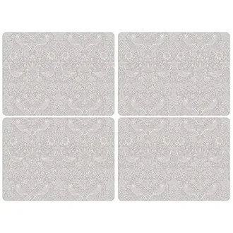 Portmeirion Strawberry Thief The Original Morris & Co Lot de 4 Sets de Table avec Envers en li&egrave;ge Motif Voleur de Fraises, Multicore, 40,1 x 29,8cm