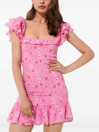 LoveShackFancy robe courte Kodie &agrave; fleurs - Rose