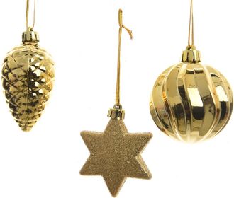 Kaemingk 3er Christbaumkugeln Kunststoff Zapfe Stern Kugel 6cm Gold