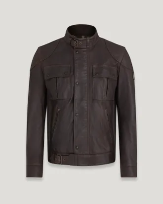 Belstaff Belstaff Veste Héritage Gangster pour homme Cuir ciré main Brun vieilli Taille 46