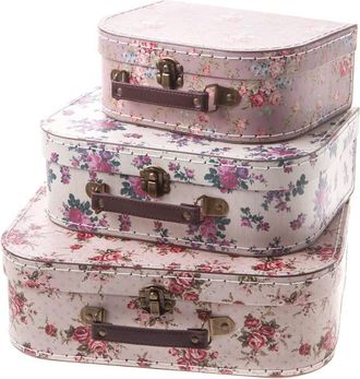 Sass & Belle Set mit 3 Koffern im Vintage-Design mit Rosenmotiv