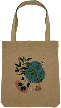 Fabulous Sac Shopping Tote Bag Aspect Lin - Feuille Verte Minimaliste Tropical Exotique Jungle - Sac de Courses Toile Epaisse 360g Beige Naturel Cabas Port&eacute; Ep