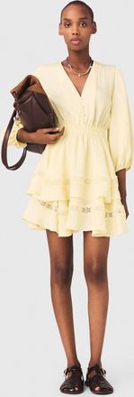 Maje Kurzes Kleid Mit Volants - Gelb - Maje
