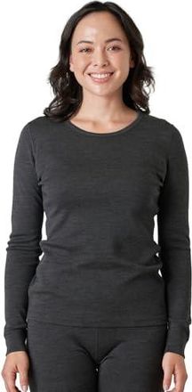 Lapasa Haut Thermique Femme 100% Laine Mérinos Naturelle Maillot de Corps à Manches Longues Chaud Automne/Hiver L48 (1 Haut),XS,Gris Foncé
