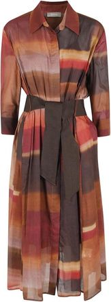 Kiltie Femme, Robes, Multicolore, Taille: 36 FR Burt Belted Shirt Midi Dress