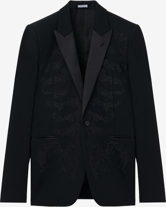 Alexander McQueen Einreihige Jacke mit Spitze und Rippenstickerei - Item 851322QVAAA1000