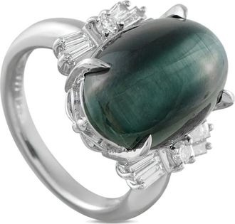 Luxury Bazaar bague en platine ornée de diamants - Argent