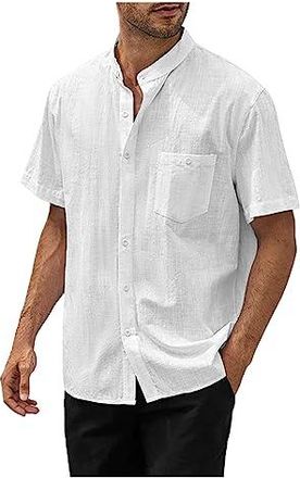 Generic Chemise d&eacute;contract&eacute;e &agrave; manches courtes pour homme, chemise classique confortable tendance et vintage, hauts basiques essentiels, hauts l&eacute;gers et respi
