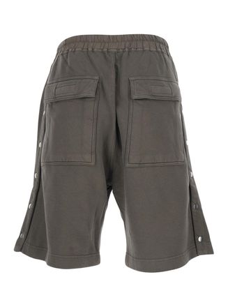Rick Owens Mens Shorts Grey Elastic Waist Cotton