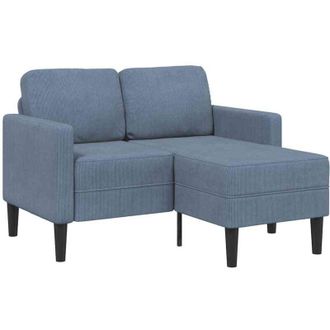 vidaXL Vidaxl - Canap&eacute; 2 places avec m&eacute;ridienne en l bleu 125 cm Lin