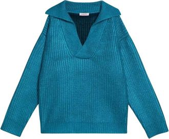 Valentino Garavani Homme, Pulls, Bleu, Taille: M Pull en maille &agrave; col ch&acirc;le