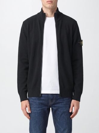 Stone Island Cardigan en pure laine vierge avec col montant et fermeture zipp&eacute;e