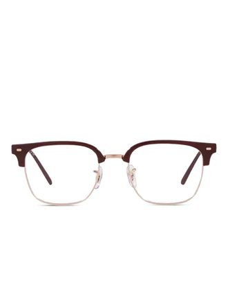 Ray-Ban Clubmaster Sonnenbrille mit eckigem Gestell - Rot