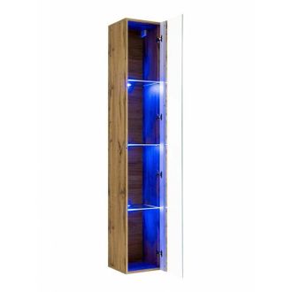 AC-D&eacute;co Vitrine verticale - Switch WW 1 - L 30 cm x P 30 cm x H 180 cm - Bois - Livraison gratuite