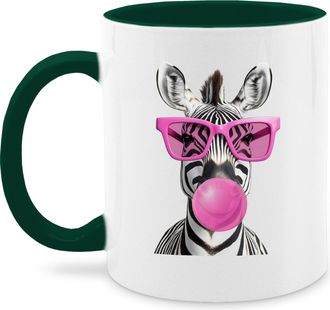 Shirtracer Tasse Tassen 325ml - Cooles Zebra Geschenk Zebras I - 325 ml - Dunkelgrün - tiermotiven teetasse tiermotive tiermotiv mit