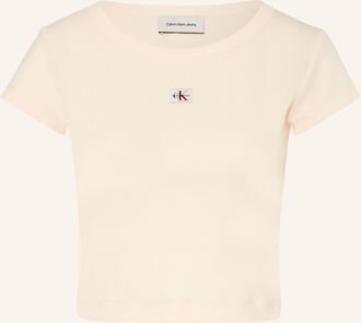 Calvin Klein Jeans Cropped-Shirt weiss