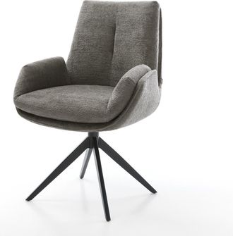 DELIFE Drehstuhl Clea-Flex Boucl&eacute; Soft Schlamm Kreuzgestell breit Schwarz 360&deg; drehbar Wippfunktion, Esszimmerst&uuml;hle