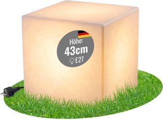 8 Seasons design LED Würfel 43 cm, Shining Cube (grey), E27, Leuchtmittel warmweiß - wetterfest - Leuchtwürfel für außen (Garten, Terrasse, Balkon) und innen - 