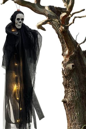 Generic Geist und Skeleton - Beleuchtetes Haus Schädel Geist Props, Hangable Props Horror Halloween Dekoration für Haunted Haus Front Porch Tree Party