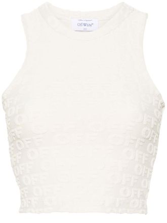 Off-white haut crop Rowing en tissu &eacute;ponge - Tons neutres