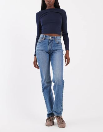 Levi's Ribcage Slim Jeans in Mittelblau