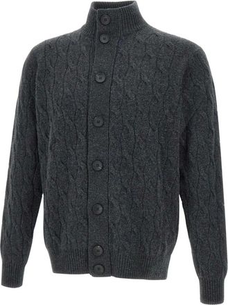 FILIPPO DE LAURENTIIS Homme, Pulls, Gris, Taille: L Cable Cardigan