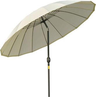 OUTSUNNY Parasol inclinable rond avec manivelle m&eacute;tal fibre de verre &Oslash; 2,55 m polyester haute densit&eacute; beige