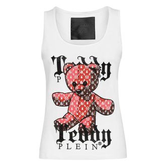 Philipp Plein Tank Top Monogram Teddy Bear - - Tops - Damen - Wei&szlig; - XS