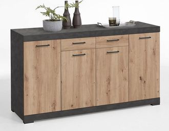 FMD M&ouml;bel FMD 4020-404 Kommode Sideboard Bristol B/H/T Ca. 160x90x50 cm in Matera/Eiche Artisan