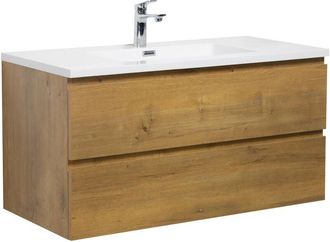 Badplaats Badezimmer Badm&ouml;bel-Set Angela 100cm - Eiche - Unterschrank Schr