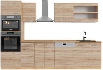 Vicco Cuisine R-Line, Sonoma/Chêne doré, 300cm avec Armoire Haute, PT Chêne