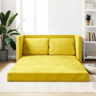 vidaXL Vidaxl - Bodensofa mit Schlaffunktion Dunkelgelb 122x204x55 cm Samt