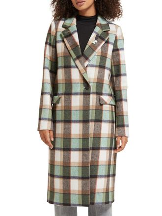 Scotch & Soda Green Check Single Breasted Coat