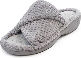 Isotoner Femme Ladies Popcorn Open Toe Slipper Pantoufles, Gris pâle, 39 EU