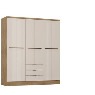 Vente-Unique Vente-unique - Armoire 6 portes et 3 tiroirs - L180 cm - Coloris : Beige et naturel - peroli