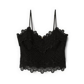 Motivi Top en broderie anglaise avec dentelle macram&eacute; - Femme - Tops - Noir - Taille: 34 FR