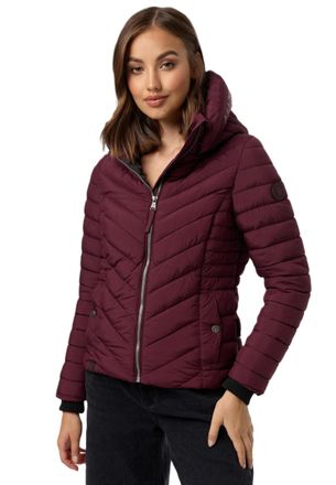 Marikoo Damen Stepp Jacke gesteppte warme &Uuml;bergangsjacke Kapuze B957 [B957-Kagom-Wine-Gr.XS]