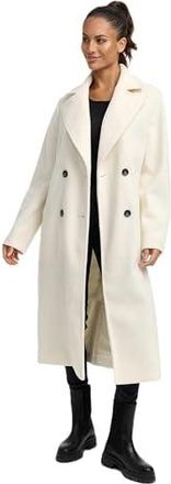 Navahoo Manteau mi-saison pour femme (XS-3XL) - Manteau &eacute;l&eacute;gant avec col &agrave; revers, manteau de style trench, veste chaude pour femme - N052, blanc cass&eacute;, L