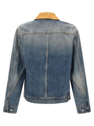 Alexander McQueen Suede-Collar Denim Jacket - Blue