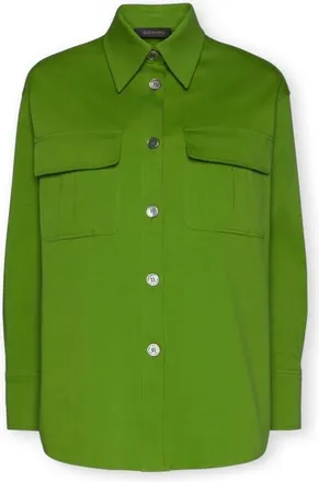 Elena Miro Femme, Blouses et Chemises, Vert, Taille: 44 FR Chemise en gabardine avec poches