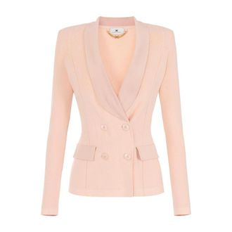 Elisabetta Franchi Strickjacke mit gl&auml;nzenden Viskosedetails - - Jackets - Damen - Beige - L