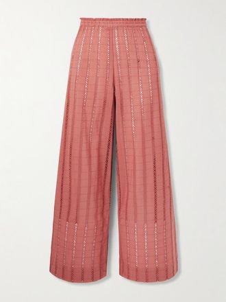 Alix of Bohemia Pantalon En Coton À Broderies Otto Rouge