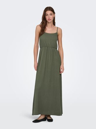 Only Maxikleid ONLY ONLALTA S/L LONG STRAP DRESS PNT ZLO, Damen, Gr. XS, N-Gr, gr&uuml;n (kalamata), Web, Obermaterial: 98% Polyester, 2% Elasthan, unifarben, r
