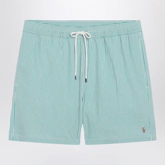 Polo Ralph Lauren Traveler Badehose mit wei&szlig;/gr&uuml;nen Streifen aus Seersucker
