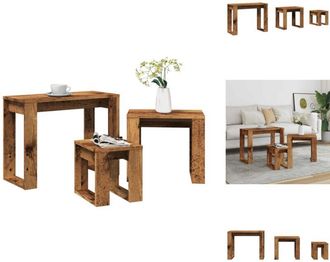 vidaXL Vidaxl - Satztische 3 Stk. Altholz-Optik Holzwerkstoff - Satztisch - Satztische - Stapelbarer Tisch - Stapeltisch