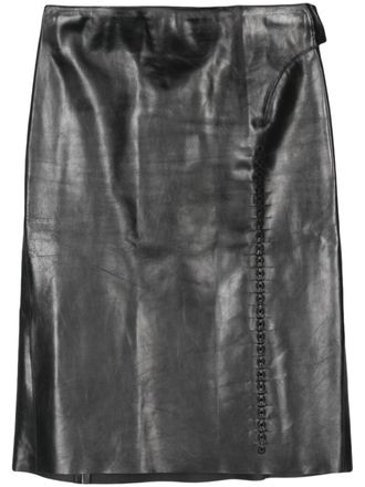 Gucci jupe mi-longue en cuir (ann&eacute;es 2010) - Noir