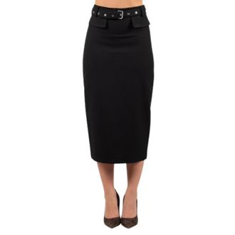 Pinko Gazania Bleistiftrock mit G&uuml;rtel und vorderem Schlitz - - Skirts - Damen - Schwarzk - S