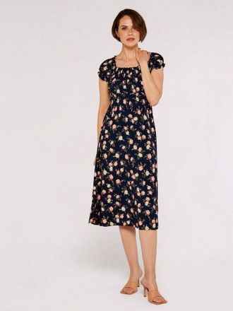 Apricot Midikleid Vintage Rose Milchm&auml;dchen-Kleid (1-tlg) mit Smokdetails