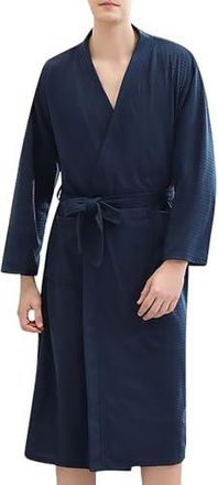 Generic Peignoir de bain pour homme Sauna mince Sweat V&ecirc;tements vapeur Absorbant leau et s&eacute;chage rapide Pyjama V&ecirc;tements de maison 4 1, bleu marine, XL