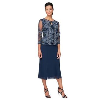 Alex Evenings Robe Occasion sp&eacute;ciale Femme, Bleu Marine, 50 Plus